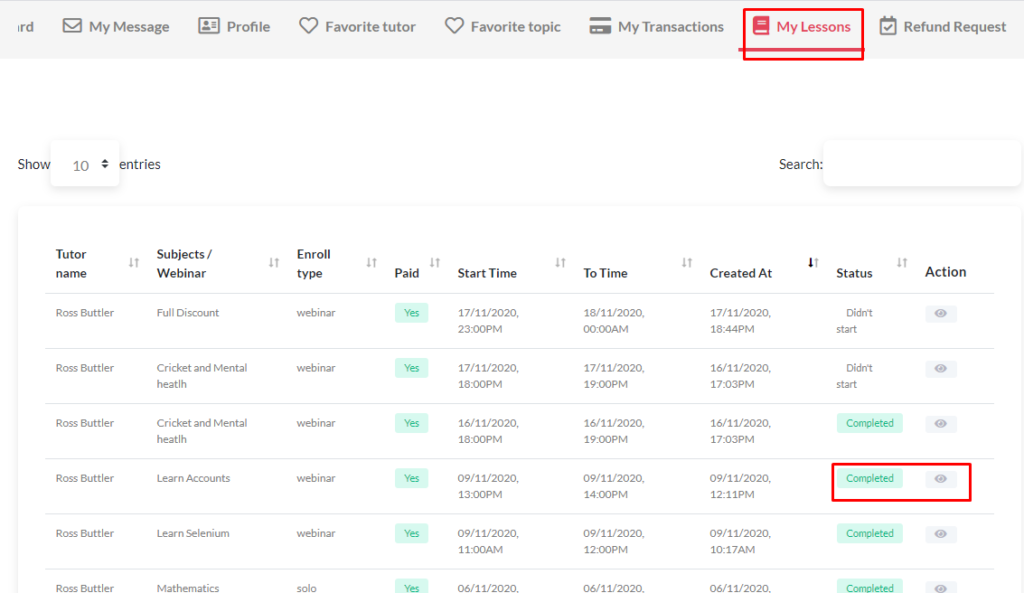 How can a tutor/student view the live session which got recorded? – Pinlearn Knowledge base
