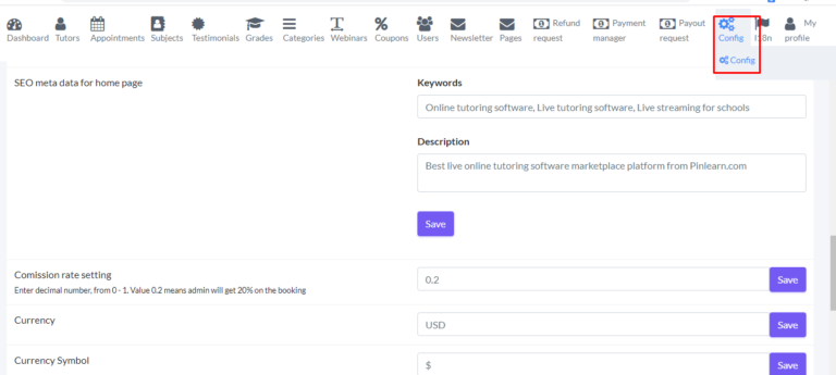 Where to set the site commission? – Pinlearn Knowledge base
