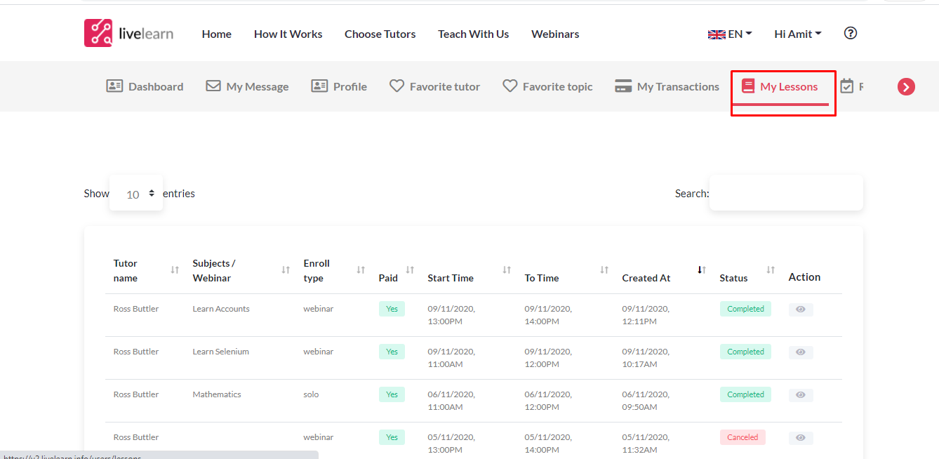 Where can the Student/Tutor see their 1-on-1 bookings and upcoming classes? – Pinlearn Knowledge ...