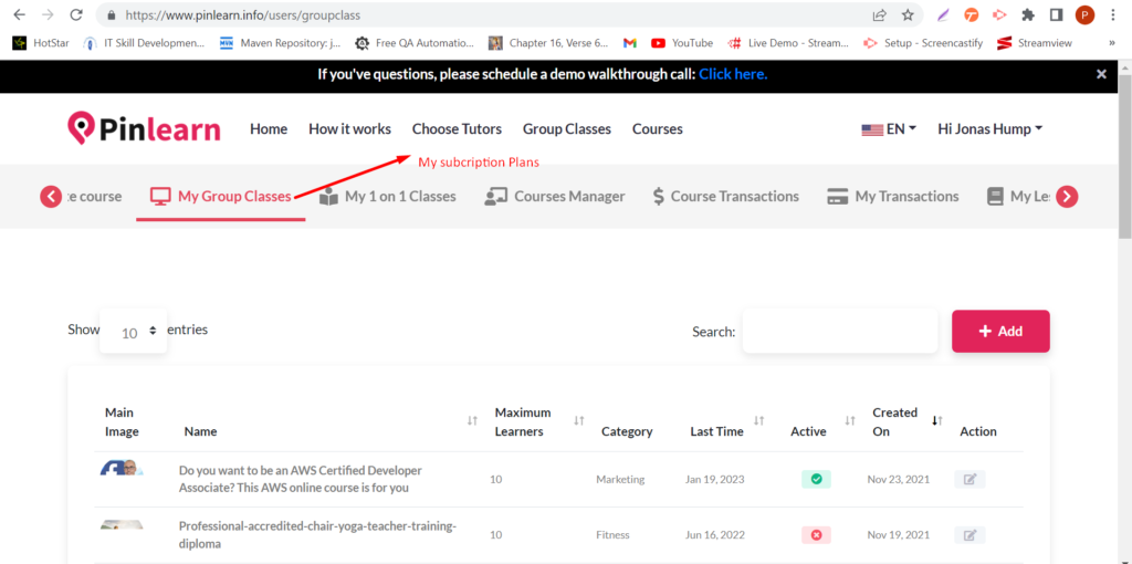 Tutor Subscription for 1-on-1 Classes – Pinlearn Knowledge base